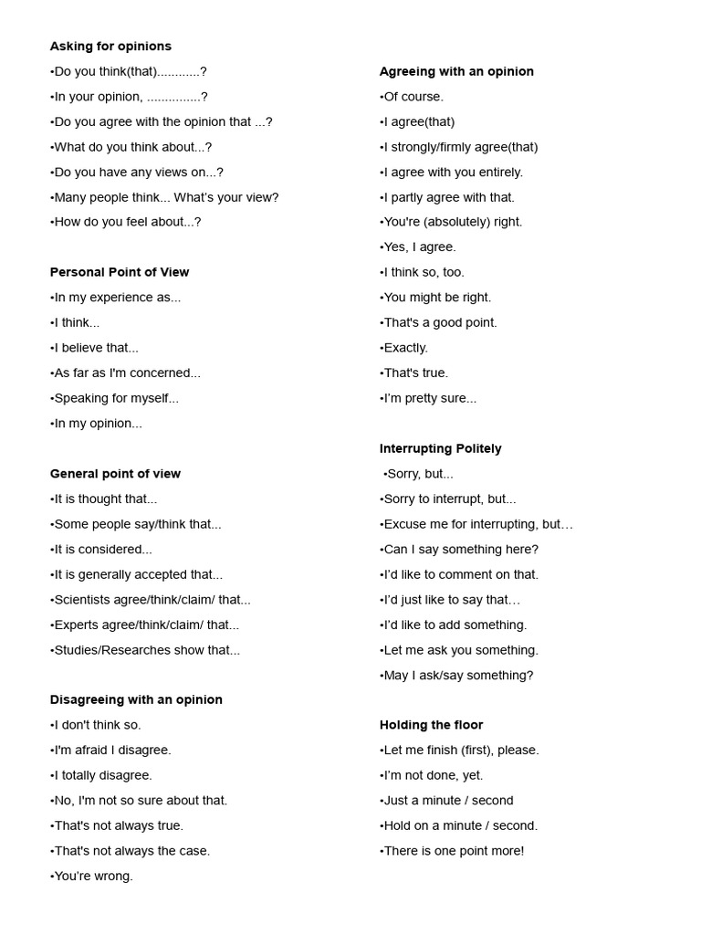 Discussion Expressions | PDF | Career & Growth