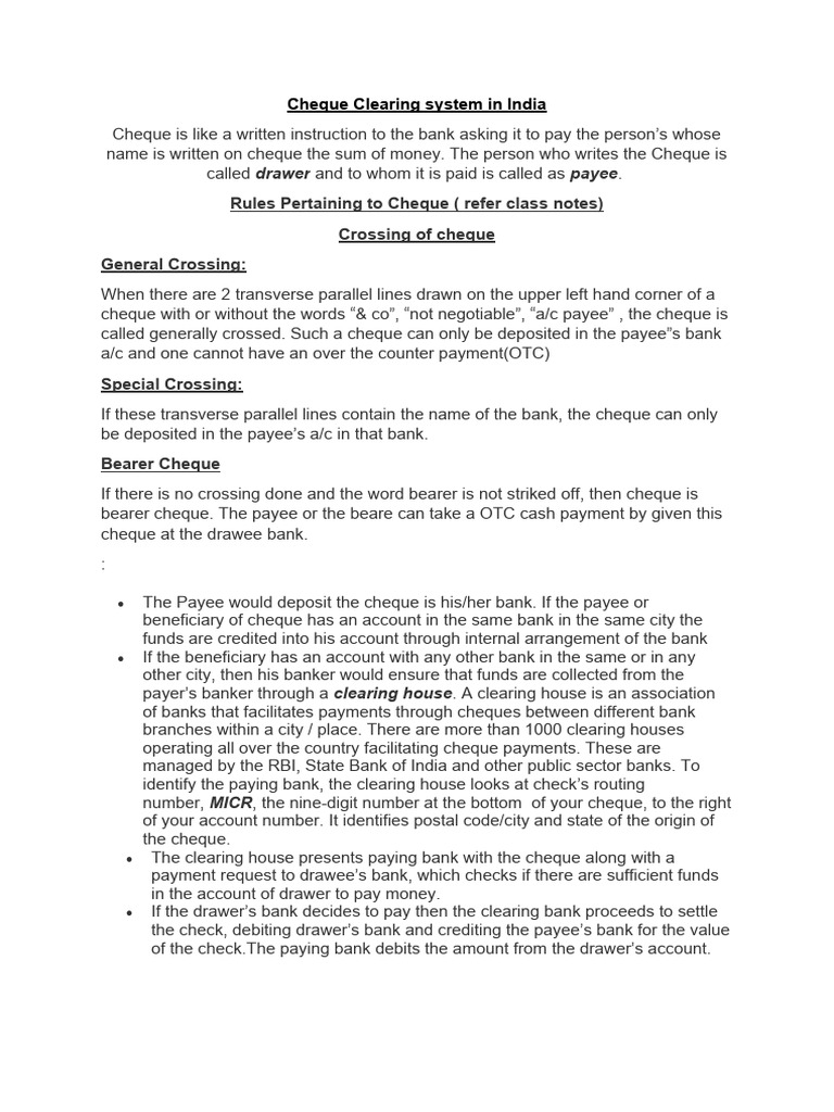 Cheque Clearing System in India | PDF | Cheque | Clearing (Finance)