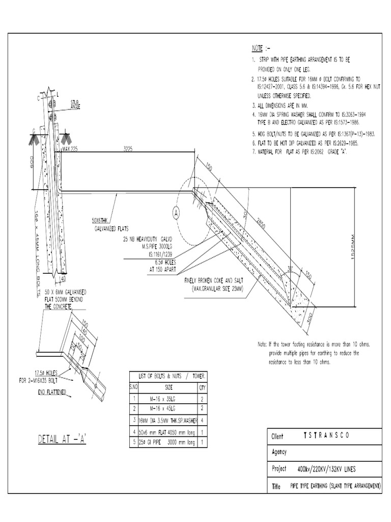 Slant Pipe Type Earthing-Model | PDF