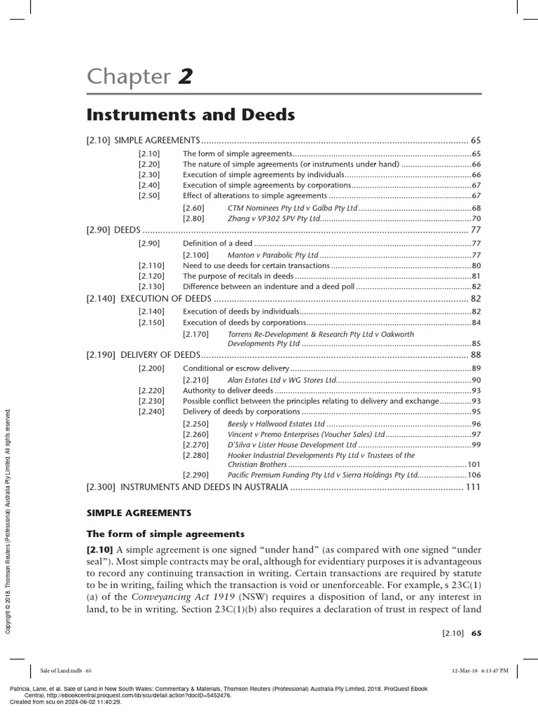 Sale of Land in New South Wales Commentary & Mater... - (Chapter 2 ...