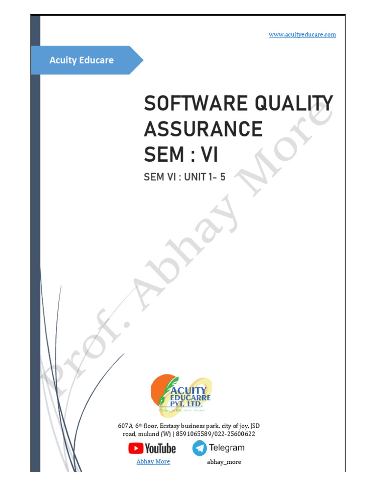 Sqa Notes U 1 To 5 | PDF | Performance Indicator | Software Development ...