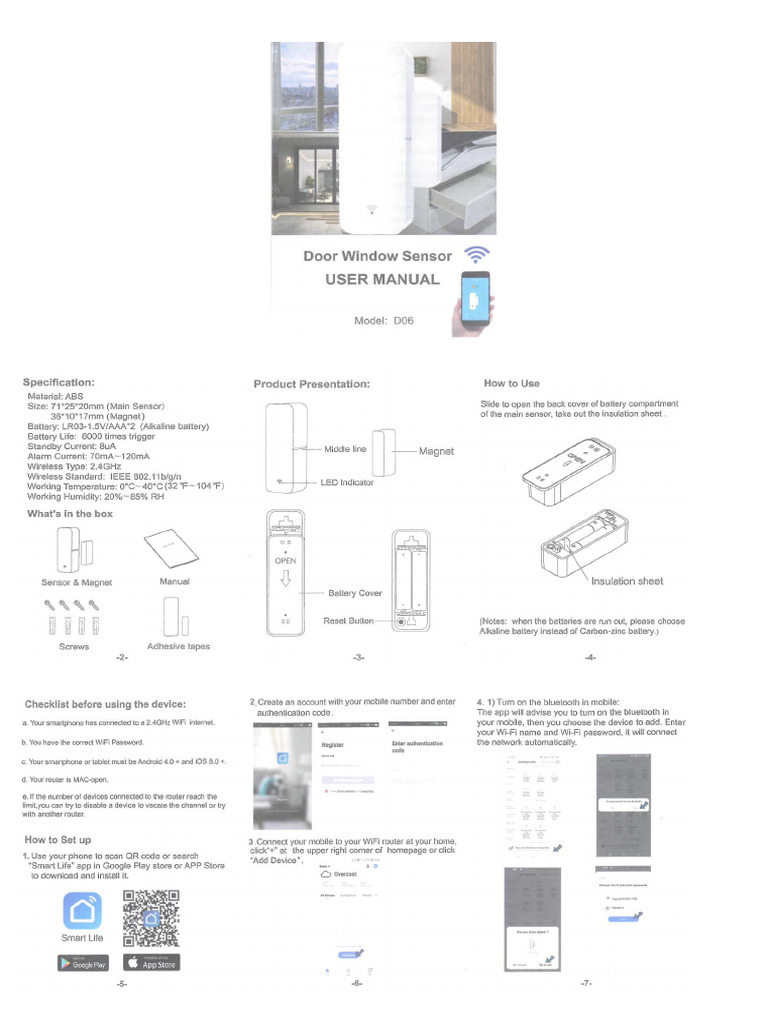 Manual Door Sensor D06 | PDF