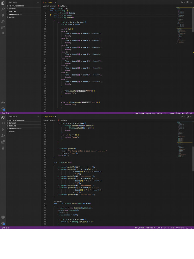 Tic Tac Toe Project Code | PDF