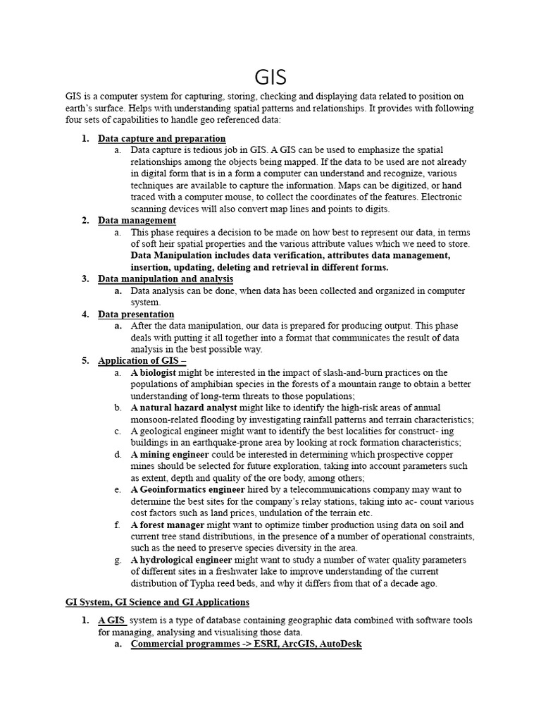GIS Notes v2 | PDF | Geographic Information System | Databases GIS Notes v2 | PDF | Geographic Information System | Databases