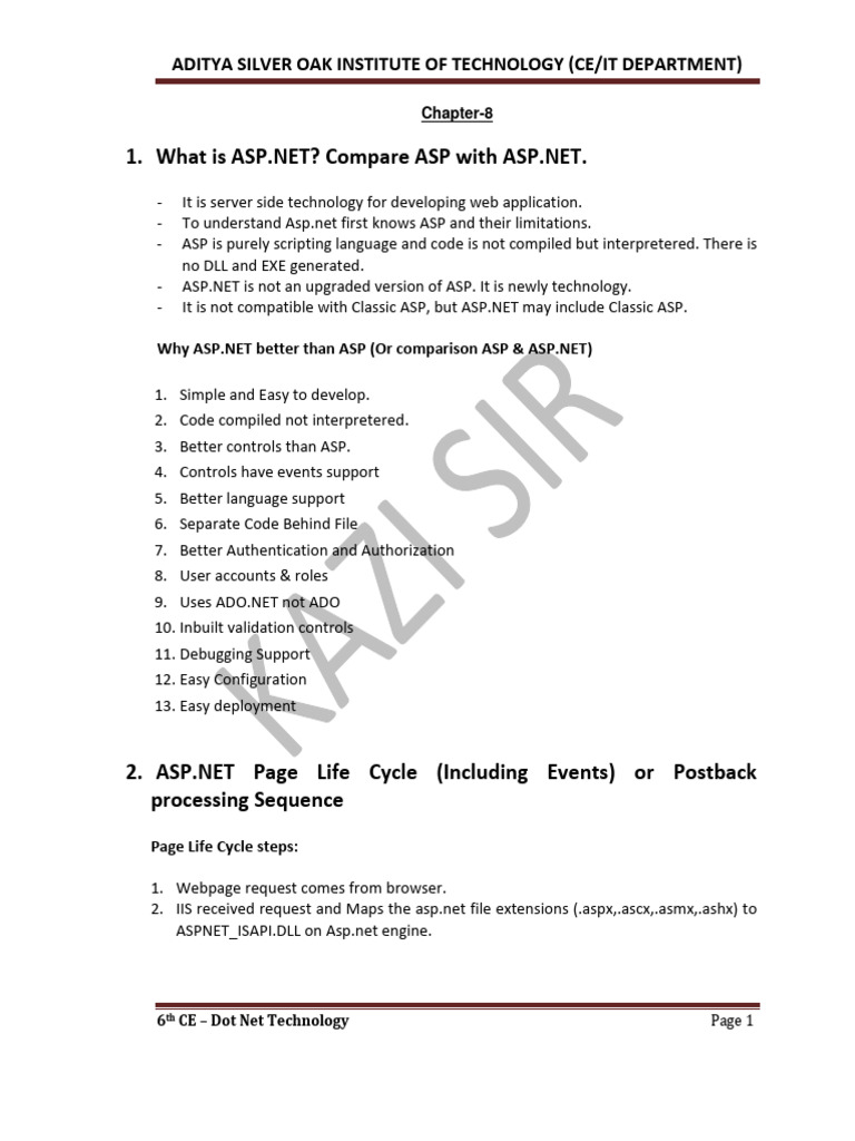 Dot Net - Chapter-8 | PDF | Dynamic Web Page | Active Server Pages