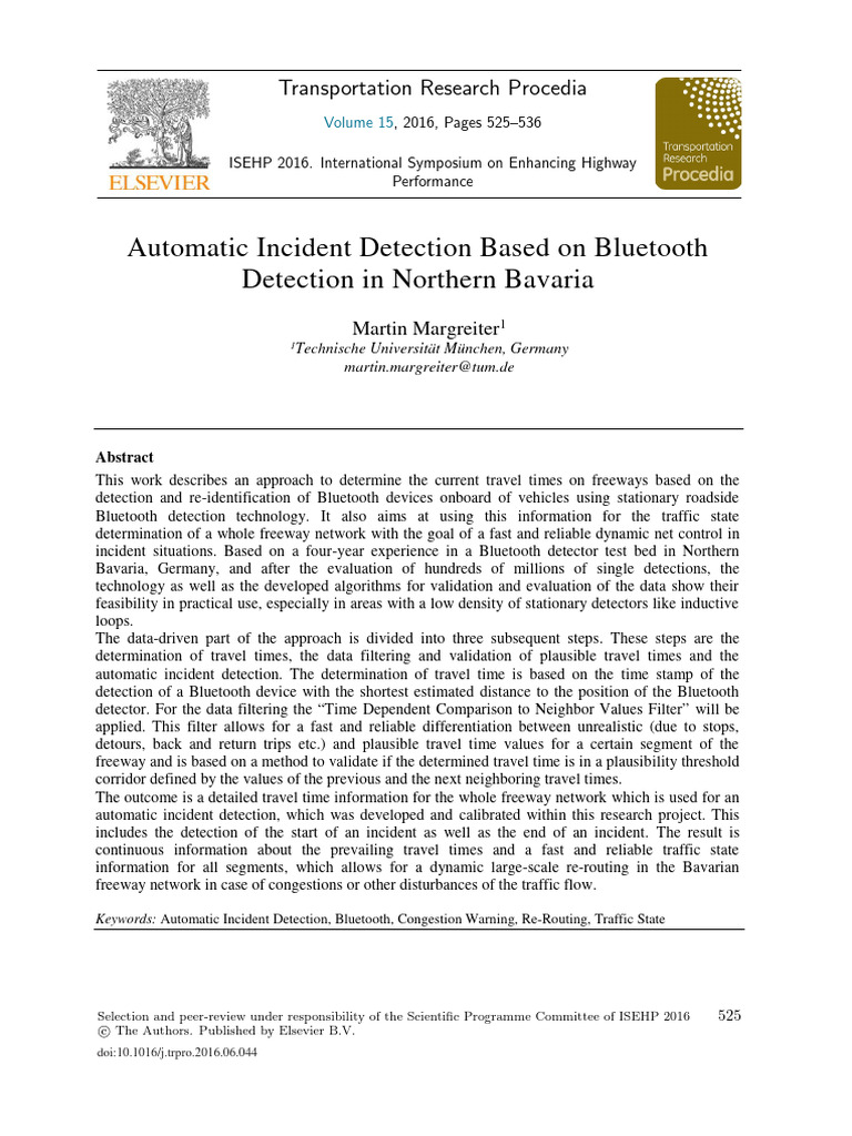Automatic Incident Detection Based On Bluetooth de 2016 Transportation Resea | PDF | Bluetooth ...