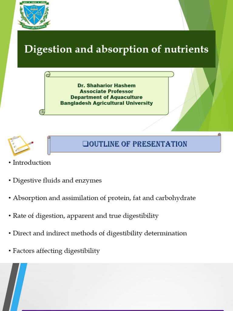 Digestion and Absorption of Nutrients | PDF | Digestion | Trypsin