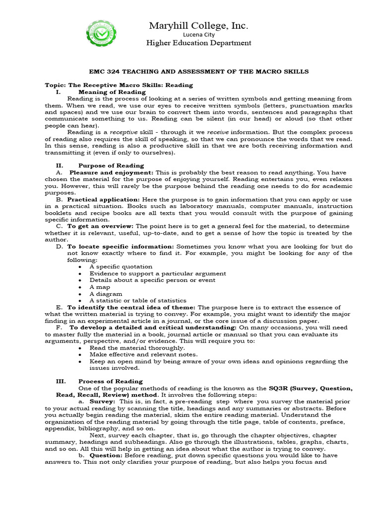 Reading | PDF | Reading Comprehension | Cognition