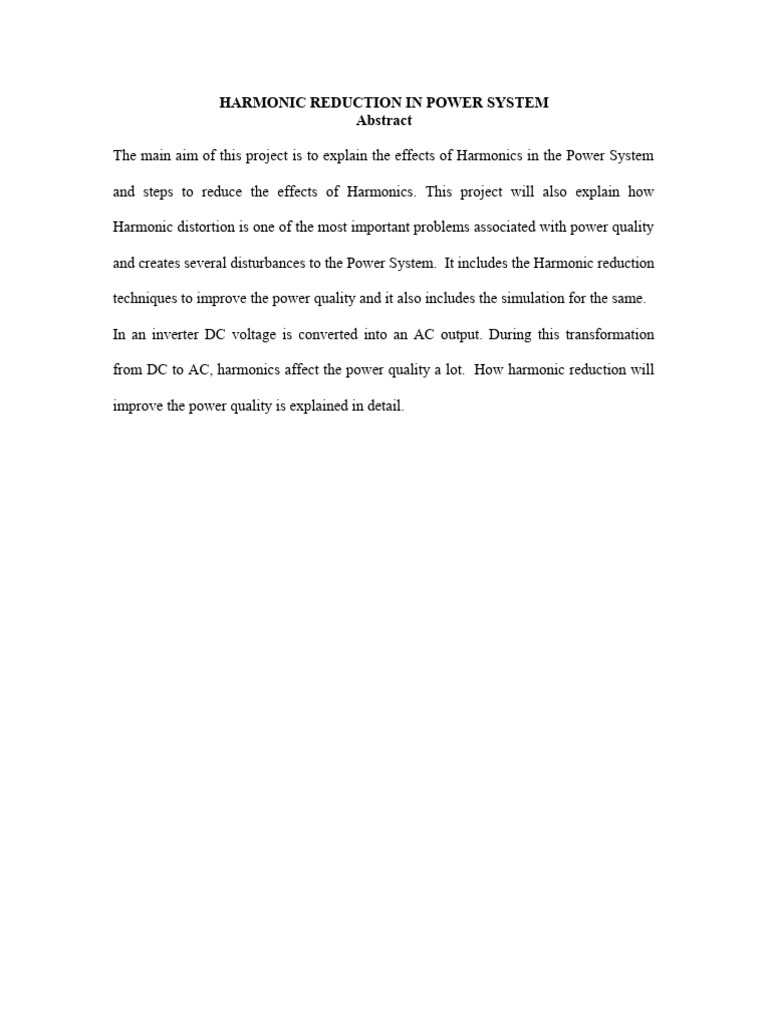 Harmonic Reduction in Power System | Download Free PDF | Power Inverter ...