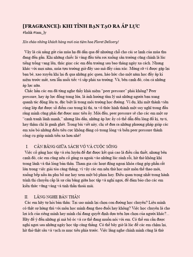 (Fragrance) Khi Tình B N T o Ra Áp L C | PDF