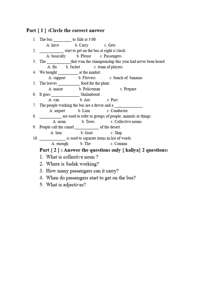 English Grade 5 A | PDF