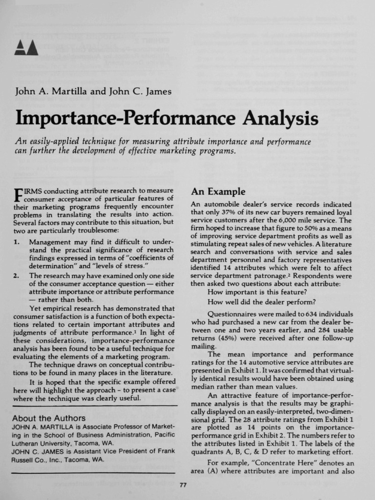 Importance-Performance Analysis Overview | PDF | Marketing | Customer ...