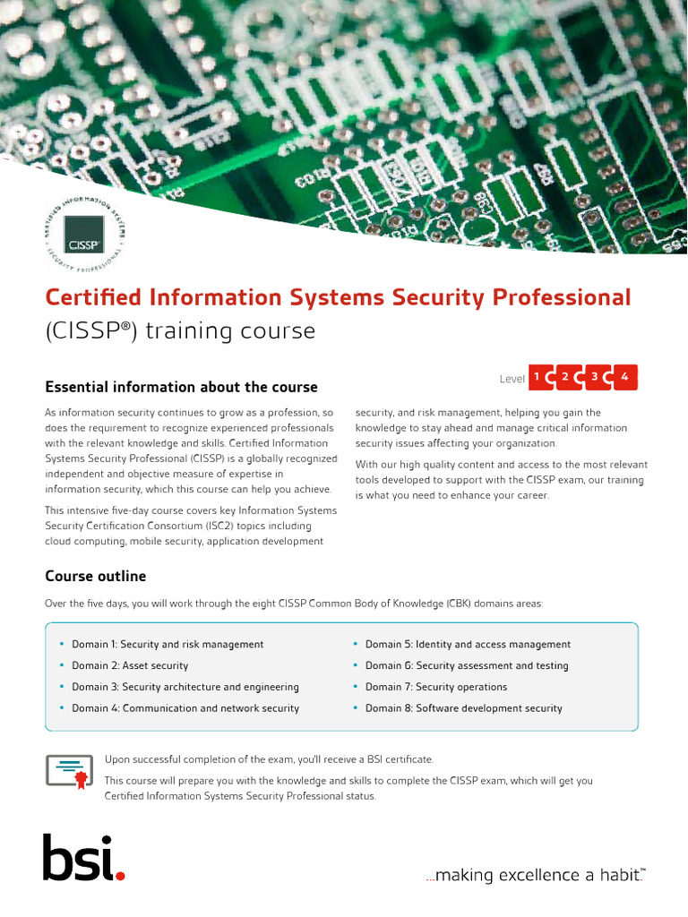 Bsi Cissp Training Course Flyer June 21 | PDF | Computer Security ...