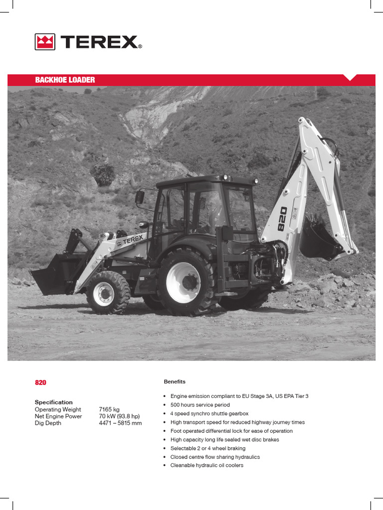 Terex TLB 820 Brochure 1 | PDF | Loader (Equipment) | Horsepower