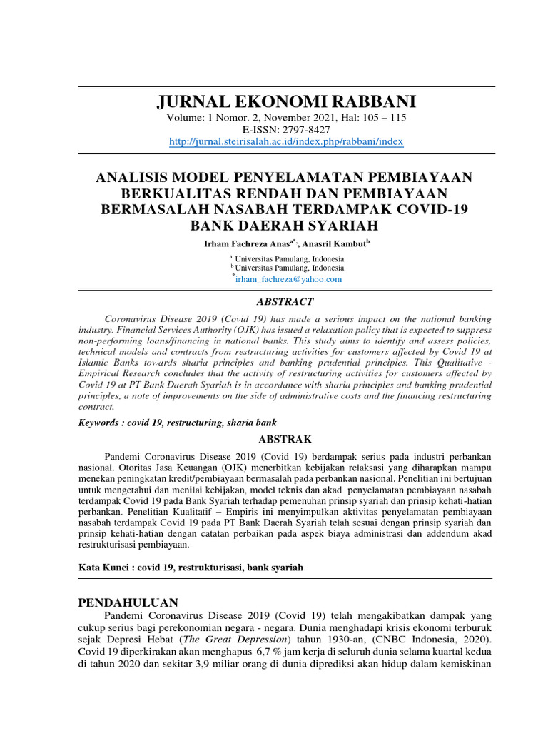 04a Ifa Rabbani Arrisalah Analisis Model Restru Covid 19 | PDF