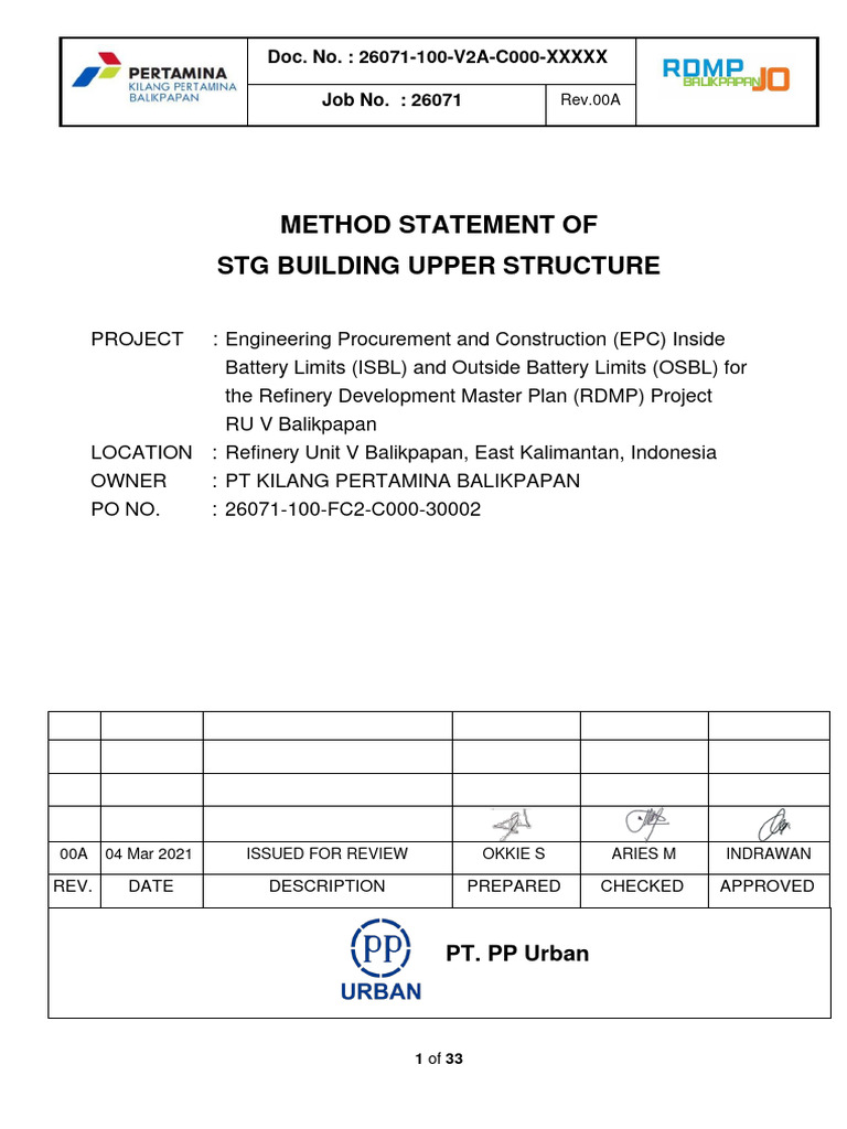 26071-100-V2A-C000-XXXXX Upper Structure STG Works Method Statement 00A ...