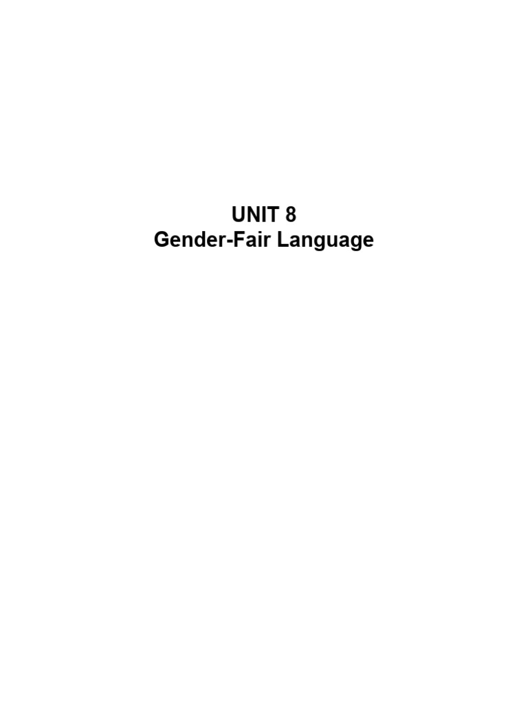 Unit 8 Gender Fair Language | PDF | Grammatical Gender | Gender