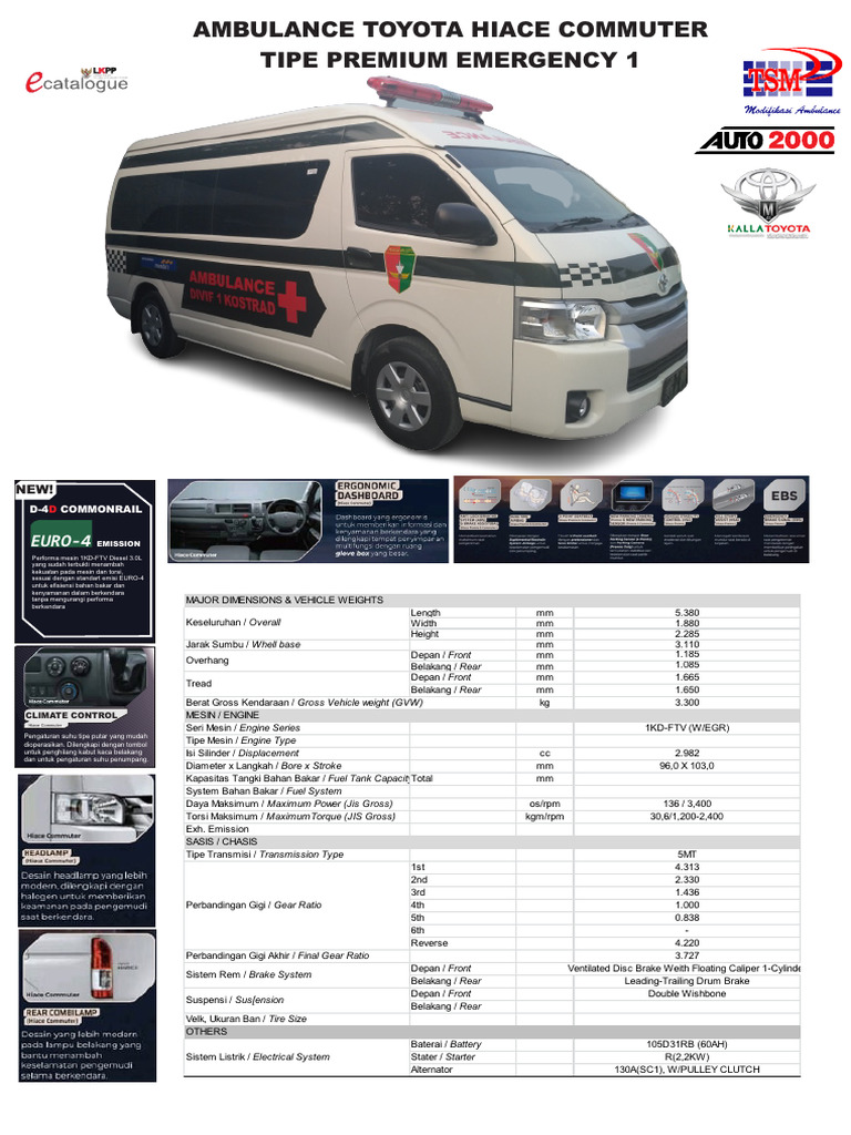 Brossure Hiace Commuter Premium Emergency 1 | PDF