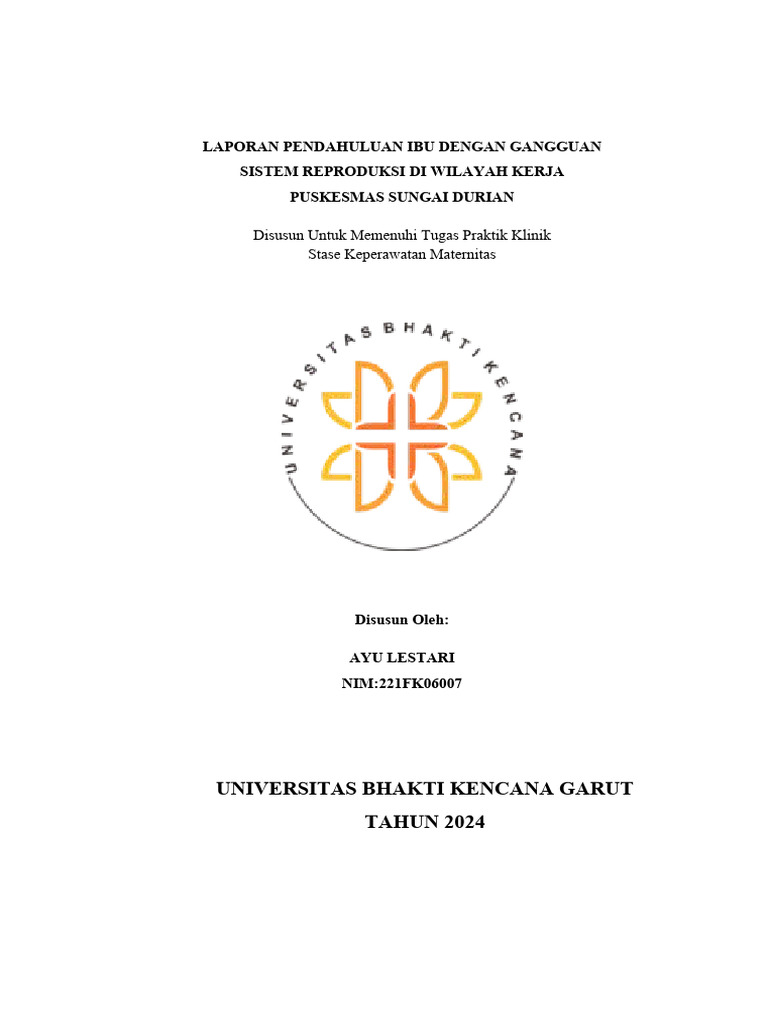 LP Askep Kesehatan Reproduksi - AYU LESTARI | PDF | Sains & Matematika | Ilmu Sosial