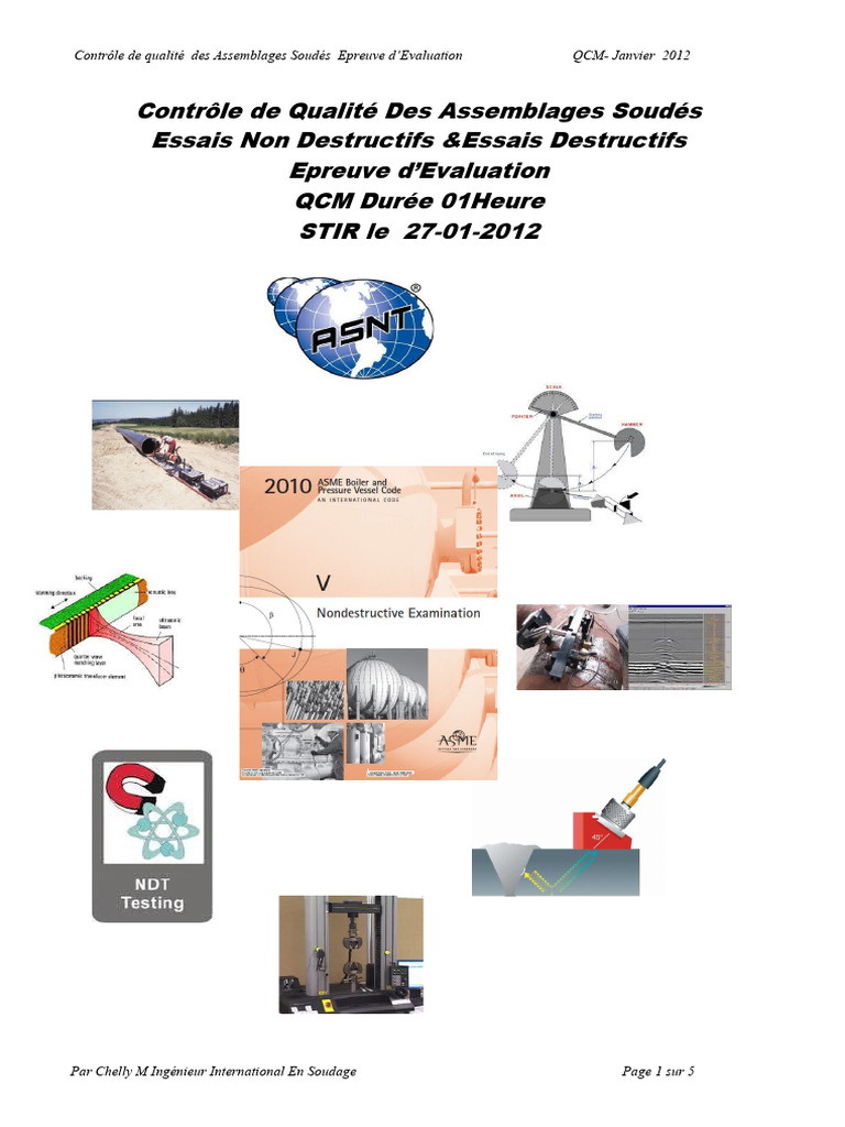 QCM Contrôle Qualité Soudage 2012 | PDF | Matériaux | Secteur ...