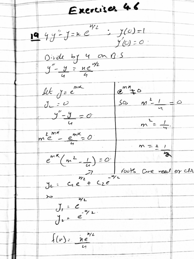 Exercise 4.6 Differential Equation | PDF