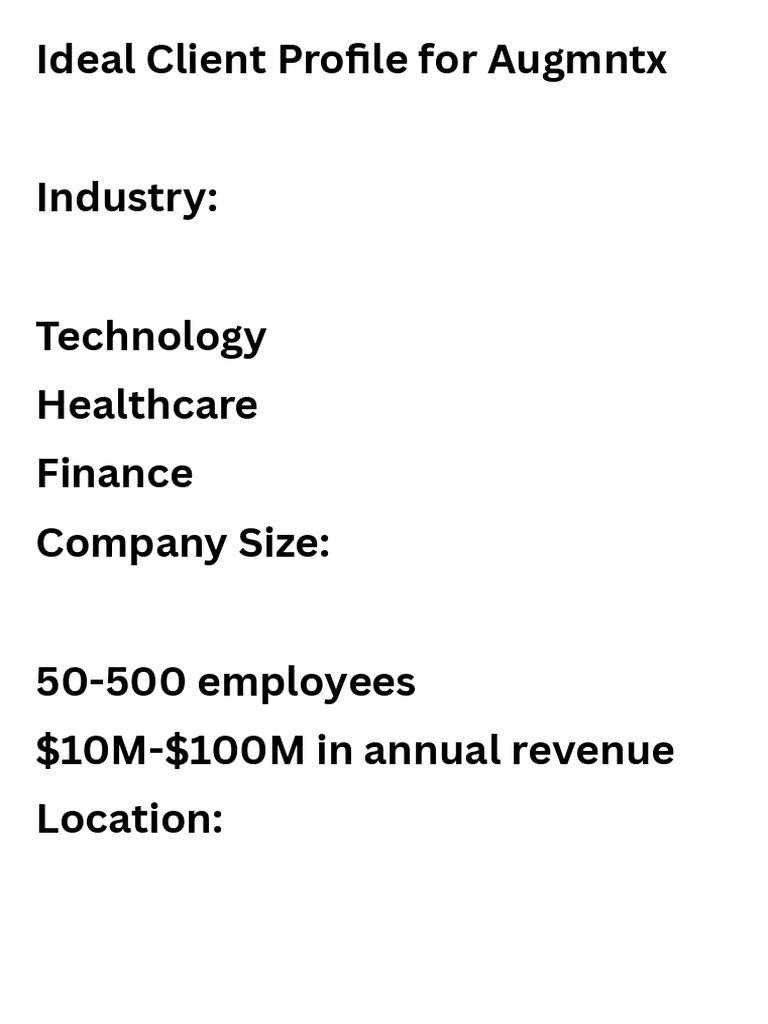 Ideal Client Profile For Augmntx | PDF | Chief Information Officer ...