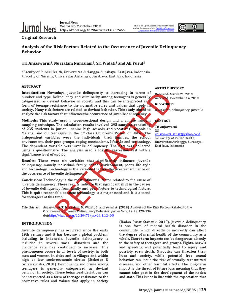 Analysis of The Risk Factors Related To The Occurrence of Juvenile ...