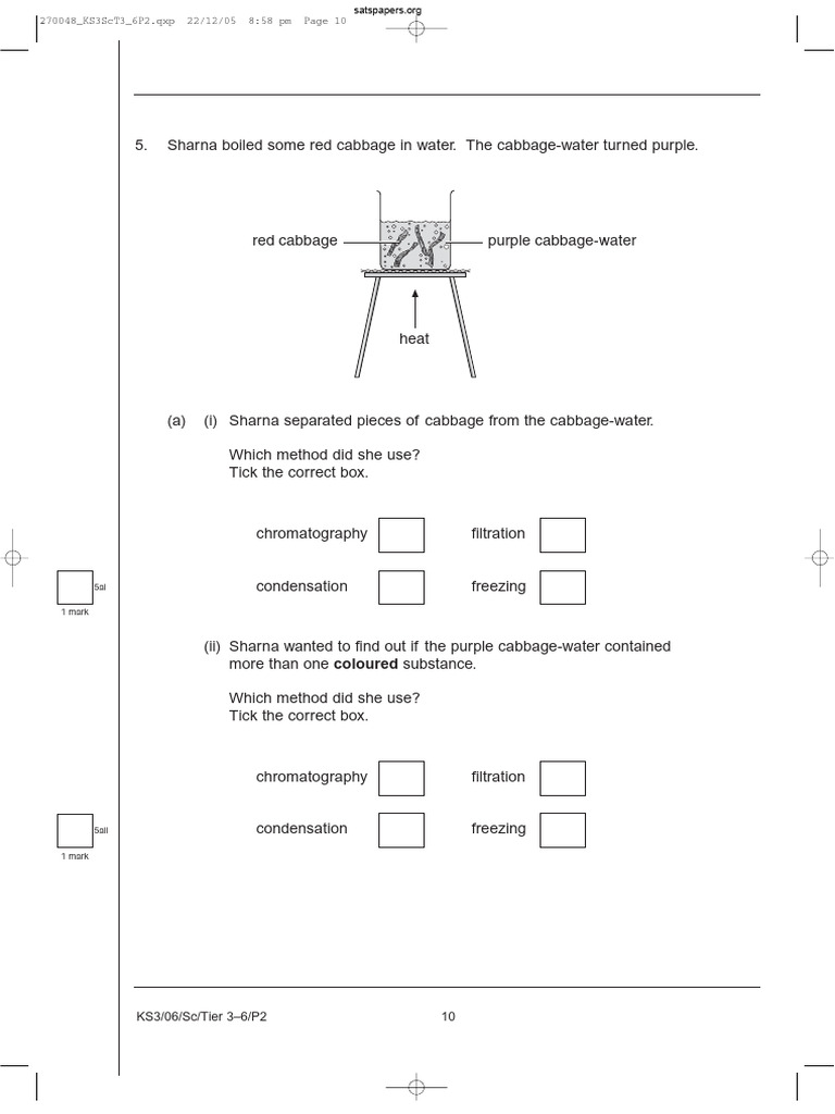 KS3/06/Sc/Tier 3-6/P2 10 | PDF | Chemical Substances | Mixture