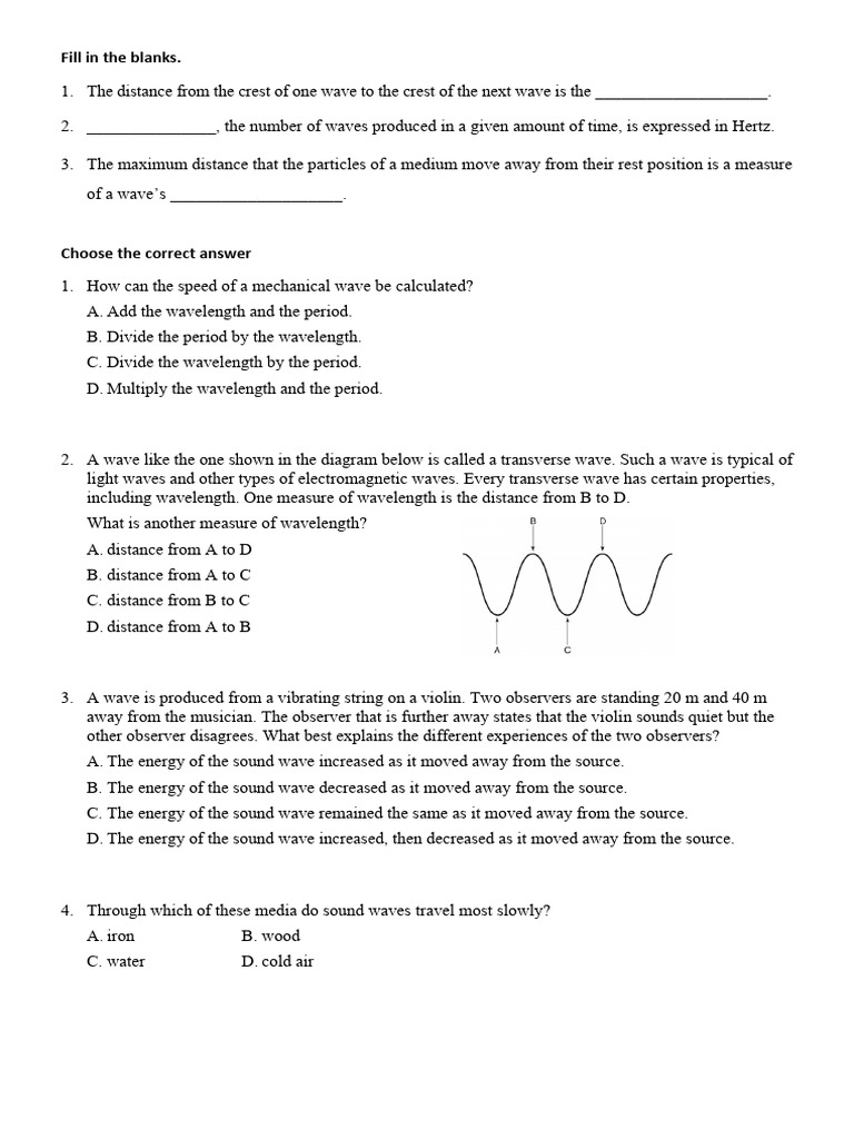 U1L2 AssessmentGuide Worksheet | PDF | Waves | Wavelength