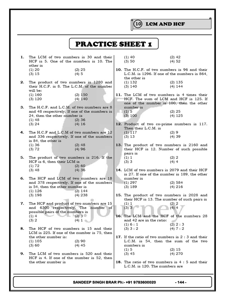 Ch-10 LCM and HCF Cds Journey | PDF | Number Theory | Discrete Mathematics