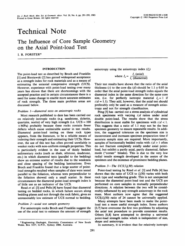 The Influence of Core Sample Geometry On The Axial Point-Load Test ...