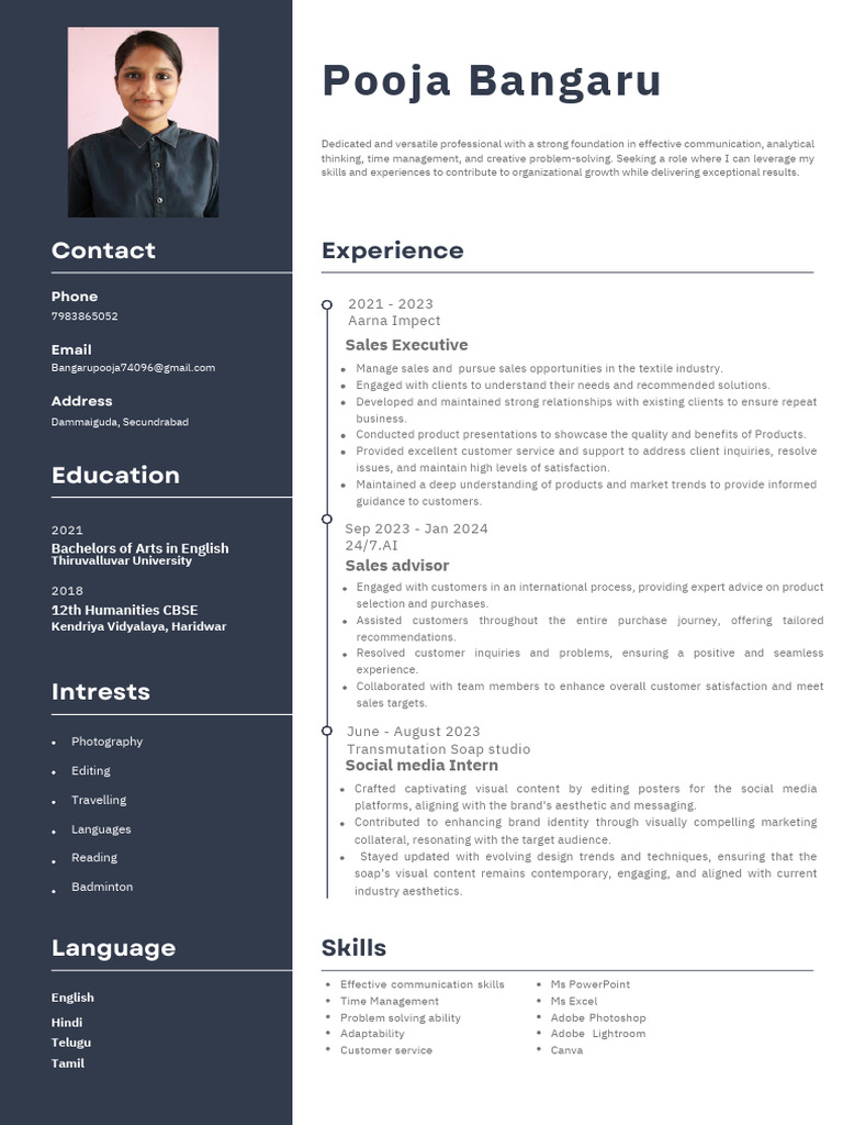 Puja. Resume | PDF | Sales | Brand
