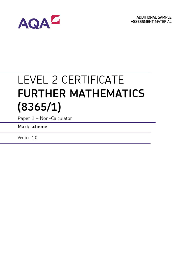 Aqa Sample Paper 1 Ms | PDF | Mathematics