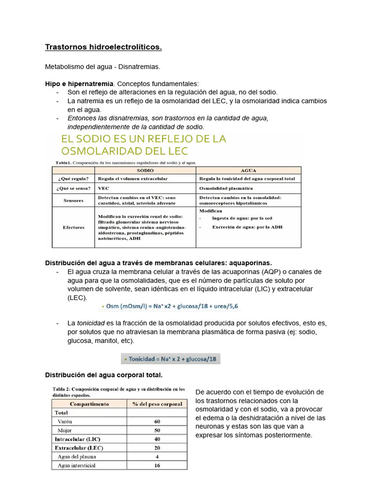 Trastornos Hidroelectrolíticos | PDF | Sodio | Potasio