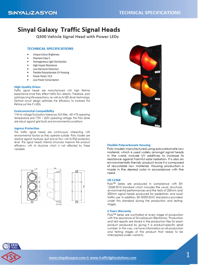 Galaxy Q300 Vehicle Type Signal Heads With Power LEDs EN | PDF | Light ...
