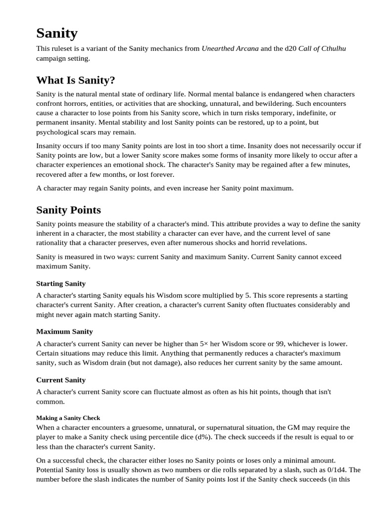 Sanity Rules | PDF | Sanity | Psychosis
