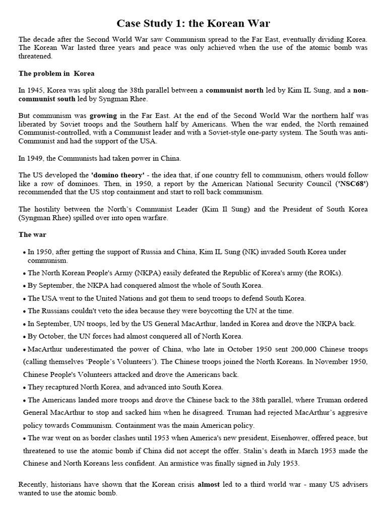 Overview of the Korean War | PDF | Korean War | World Politics