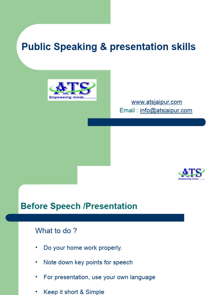 Public Speaking & Presentation Skills | PDF | Speech | Human Communication