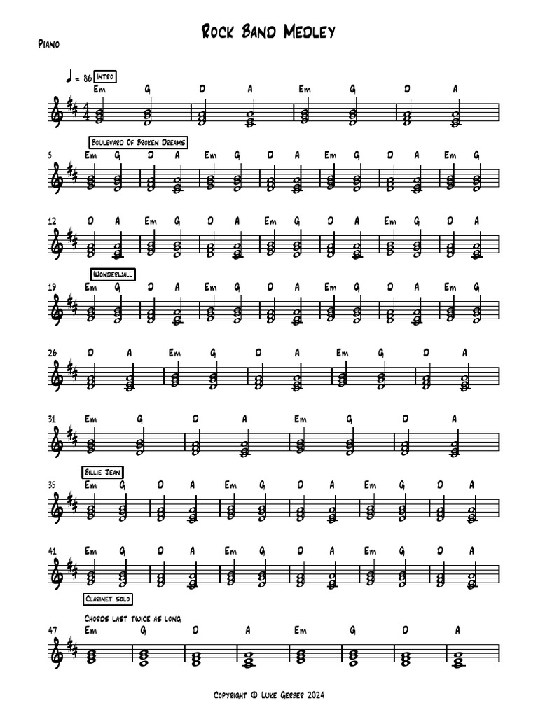 Rock Band Medley - Piano | PDF