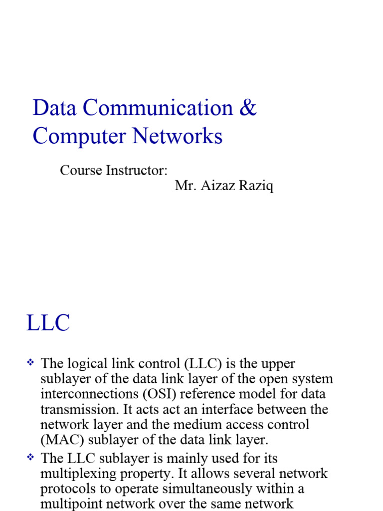 DCCN Lecture 22 LLC Sublayer | PDF | Computer Network | Internet Protocols DCCN Lecture 22 LLC Sublayer | PDF | Computer Network | Internet Protocols
