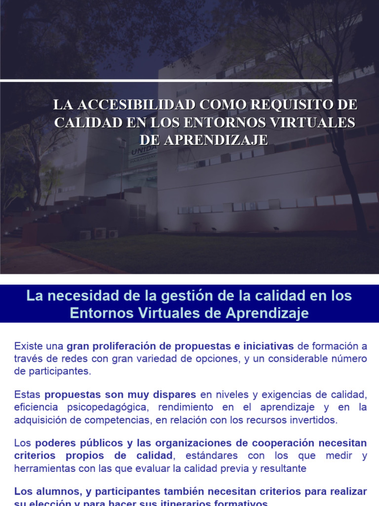 La Accesibilidad Como Requisito de Calidad en Los Entornos Virtuales de ...