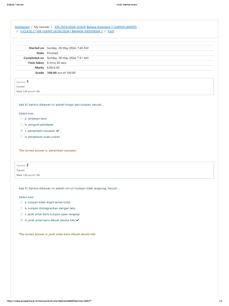 KUIS - Attempt Review | PDF
