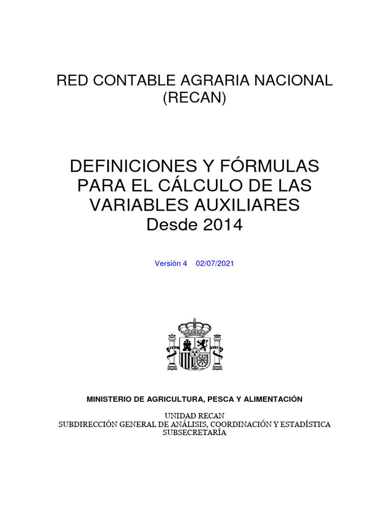 Definiciones y Formulas para El Calculo de Las Variables Auxiliares ...