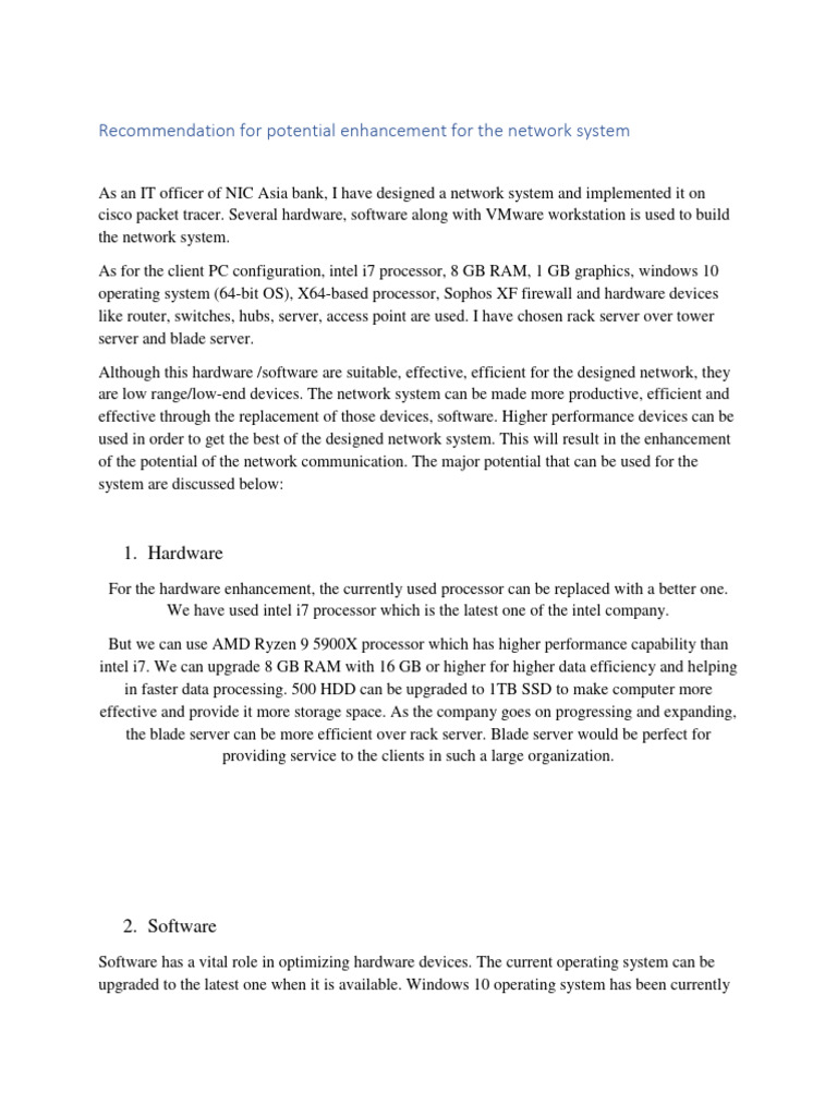 Recommendation For Potential Enhancement For The Network System | PDF | Computer Network ...