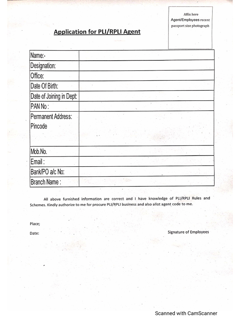 PLI AGENT CODE Form | PDF