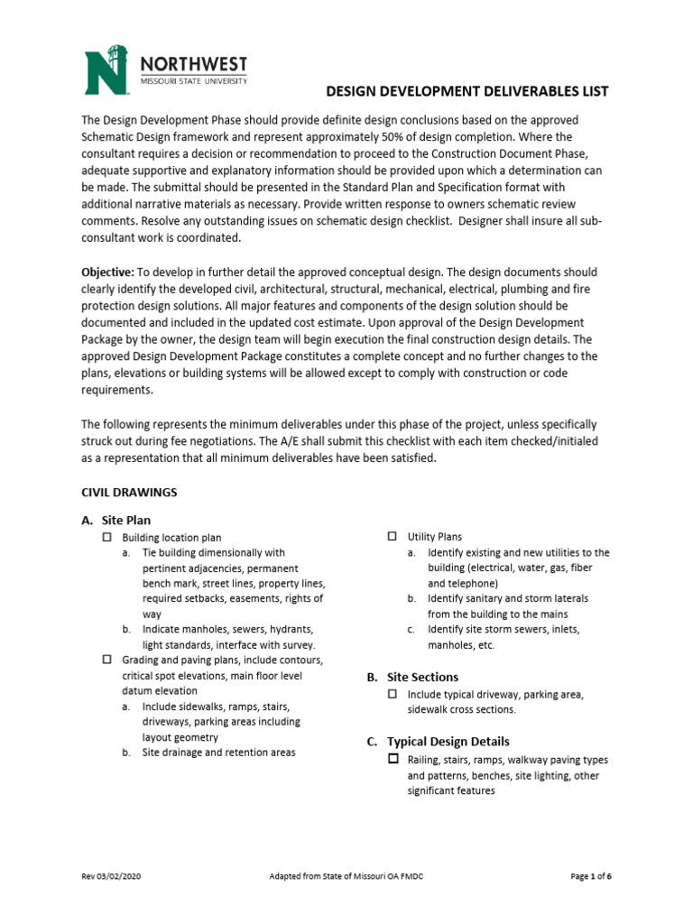 2.2 Design Development Deliverables List | PDF | Wall | Specification (Technical Standard)