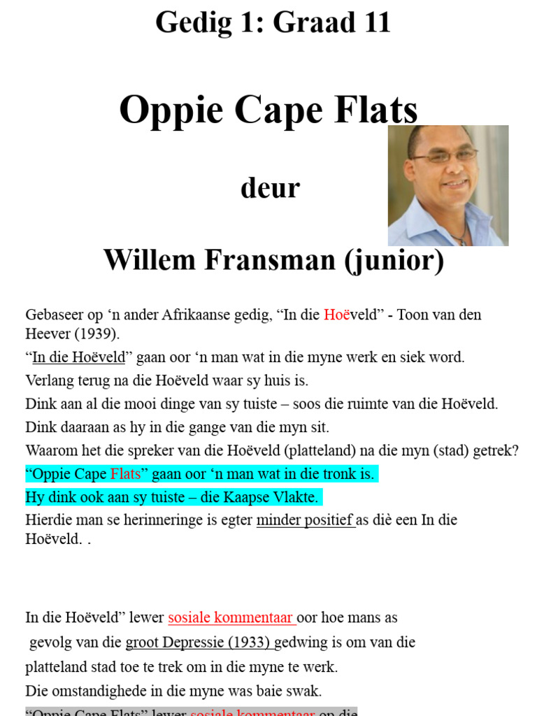 2023 Graad 11 Gedig 1 Oppie Cape Flats Ontleding | PDF