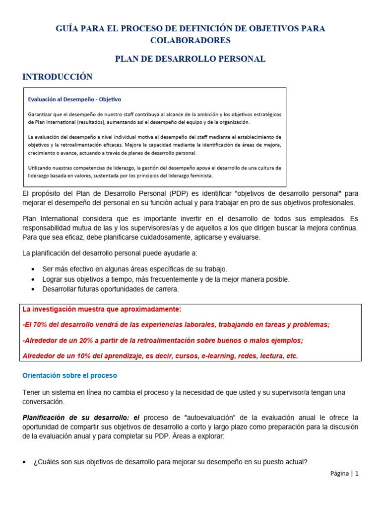 Guidance Notes On Personal Development Plan 2021v1 ES | PDF | Liderazgo ...