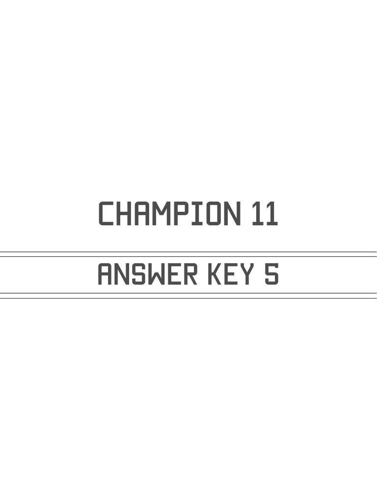 Champion 11 Answer Key Overview | PDF