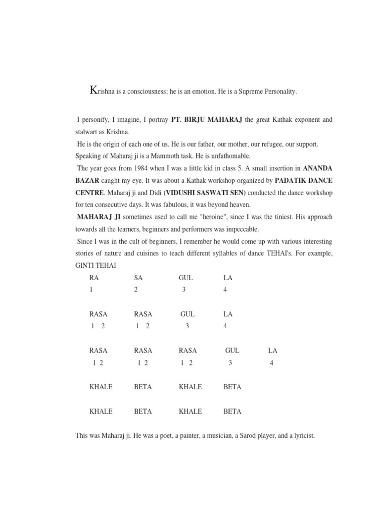 Dancing Toes Article - Nilanjana | PDF | Performing Arts | Dances